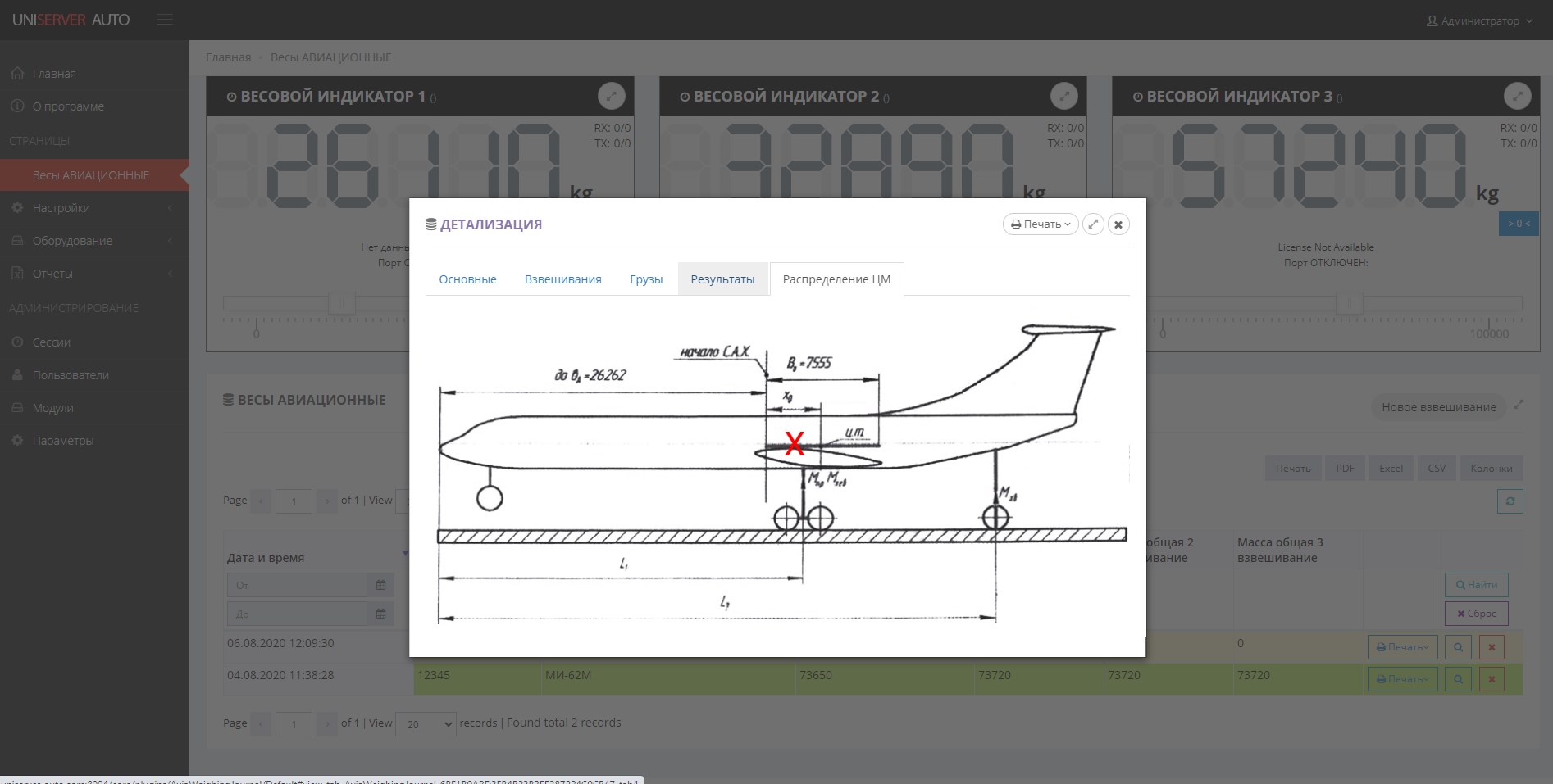 Система взвешивания AviaScale (Авиационные весы) | UniServer AUTO